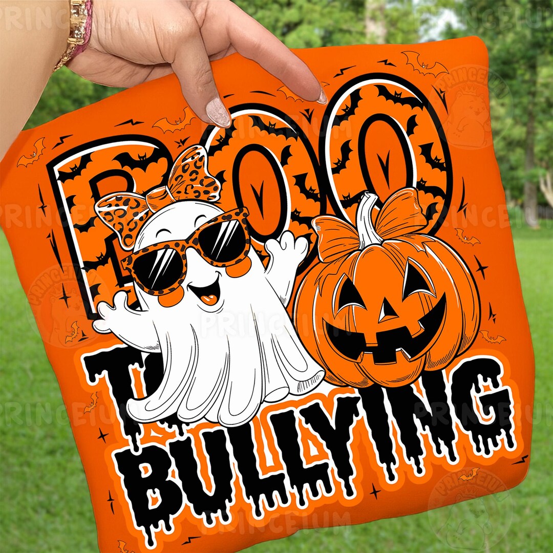Boo to Bullying PNG Cute Ghost Pumpkin Halloween Unity Day Sublimation ...