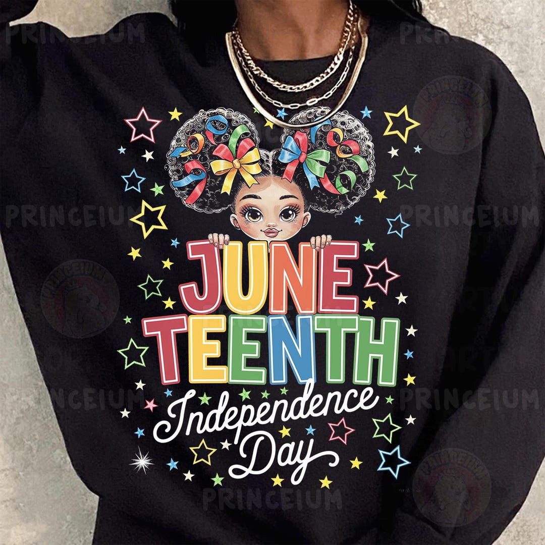 Juneteenth Independence Day PNG, Cute Girl With Bows Sublimation Design ...