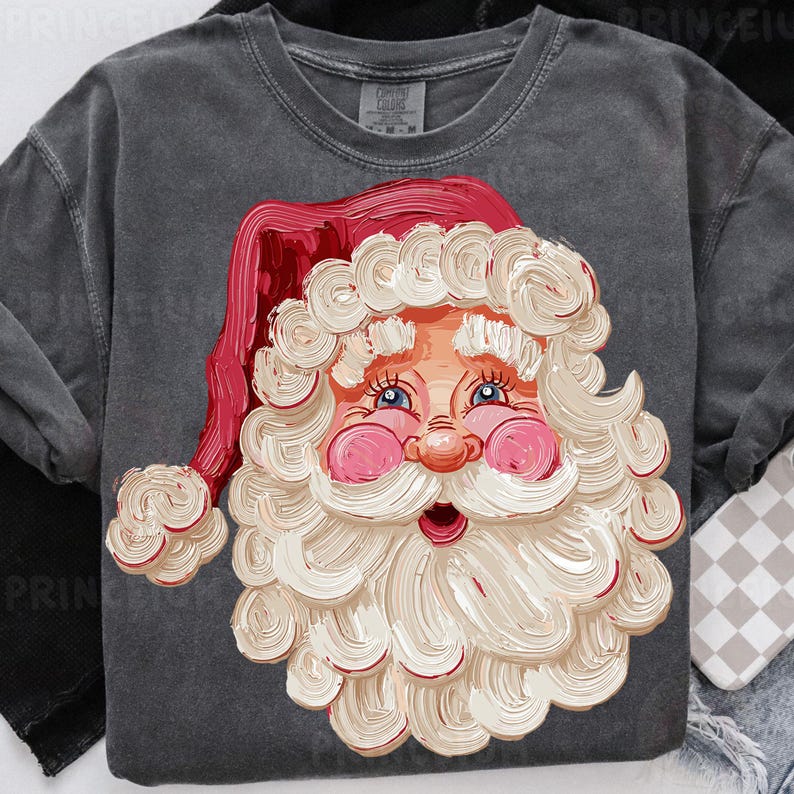 Vintage Santa Face PNG Retro Christmas Sublimation Design Jolly Holiday ...