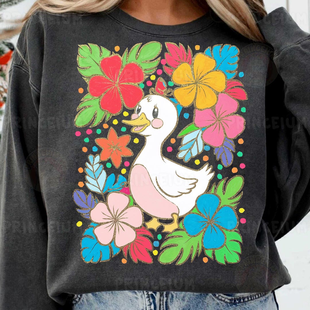 Cute Duck Sublimation Design, Digital File for Summer Shirt, Floral ...