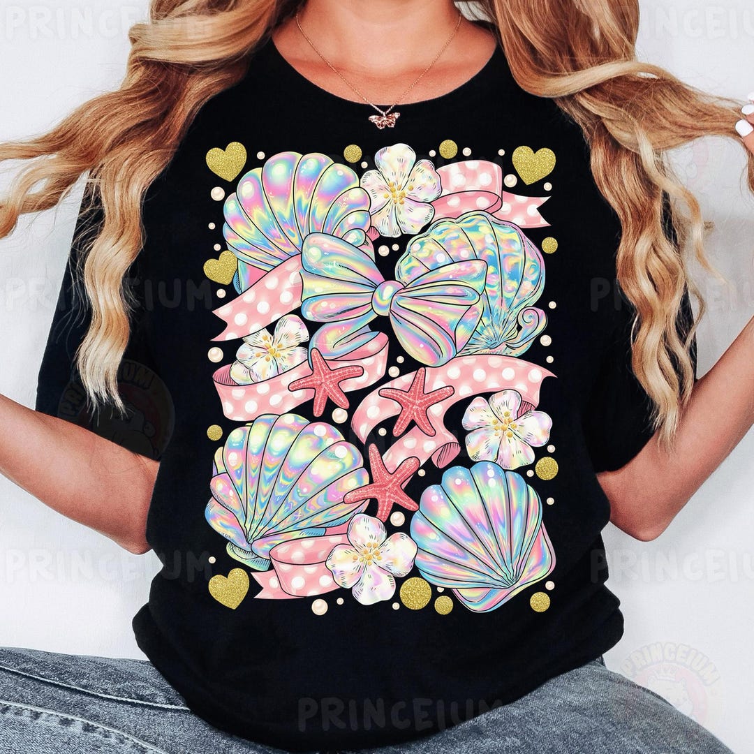 Holographic Seashell Sublimation, Cute Mermaid Beach Digital File ...