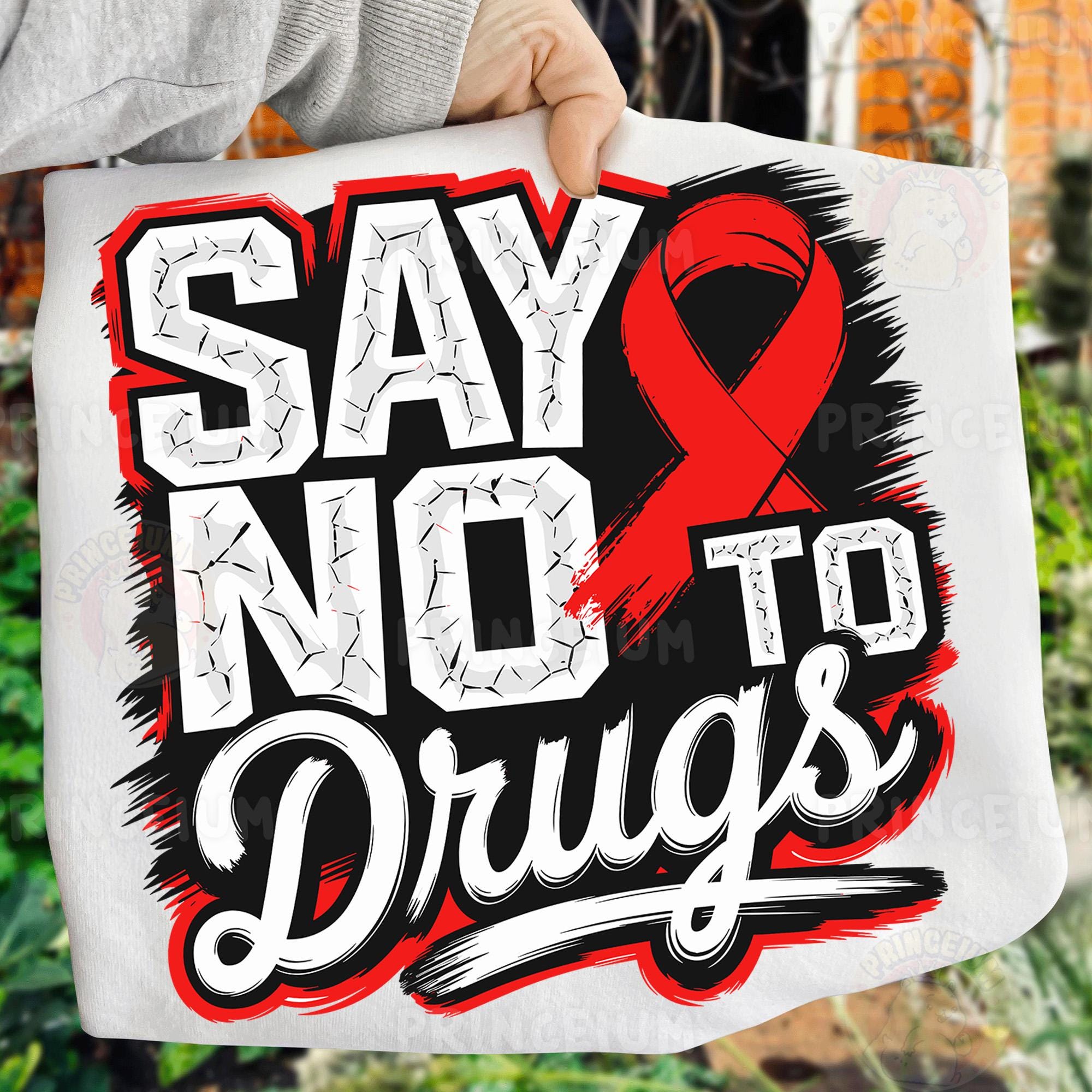 Say No to Drugs PNG Red Ribbon Week Sublimation Design Anti Drug ...