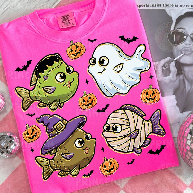 Halloween Fish PNG Cute Spooky Sea Creature Sublimation Design Ghost ...