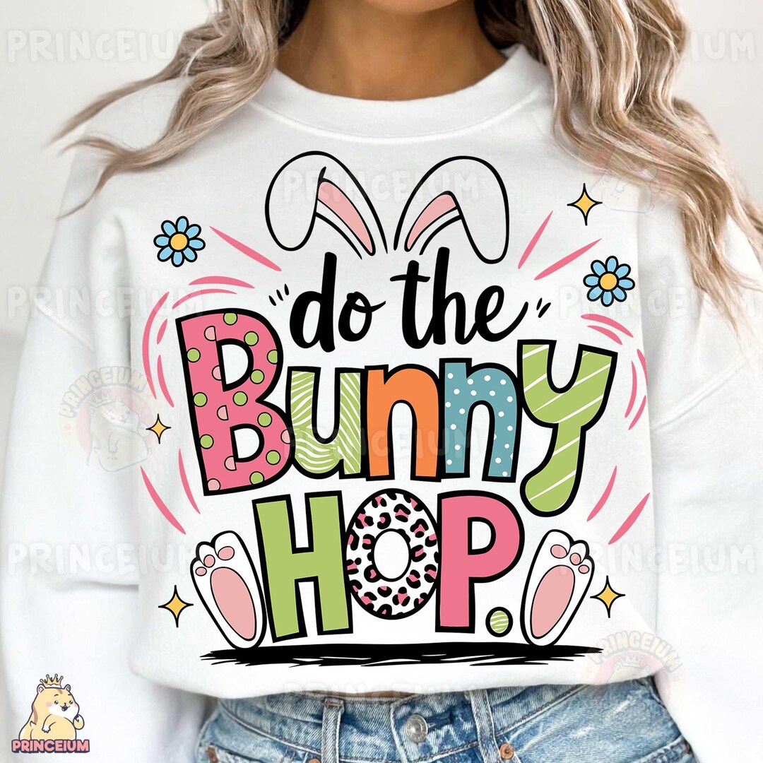 Do the Bunny Hop Png, Retro Easter Png, Floral Bunny Png, Happy Easter ...