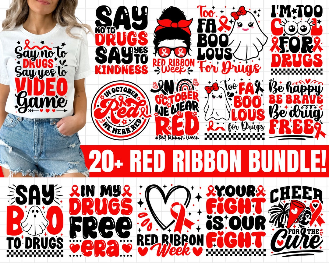 Red Ribbon Week SVG Bundle 20+ Designs, Say No to Drugs, Drug-free ...