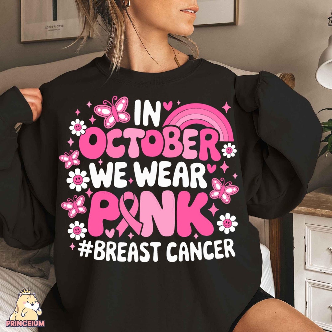 In October We Wear Pink Png, Retro Breast Cancer Png, Halloween Pink ...