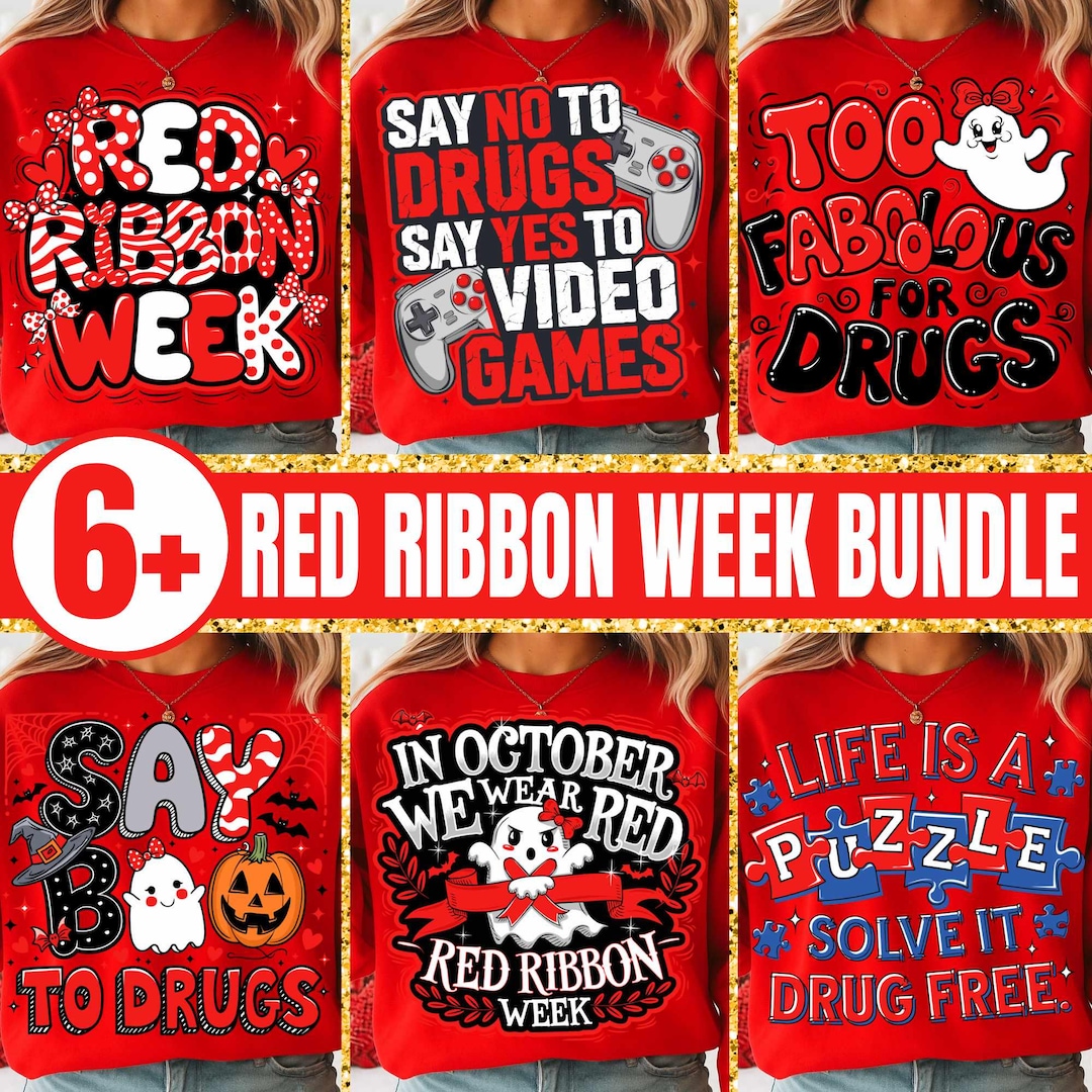 6+ Red Ribbon Week PNG Bundle Anti Drug Awareness Sublimation Designs ...