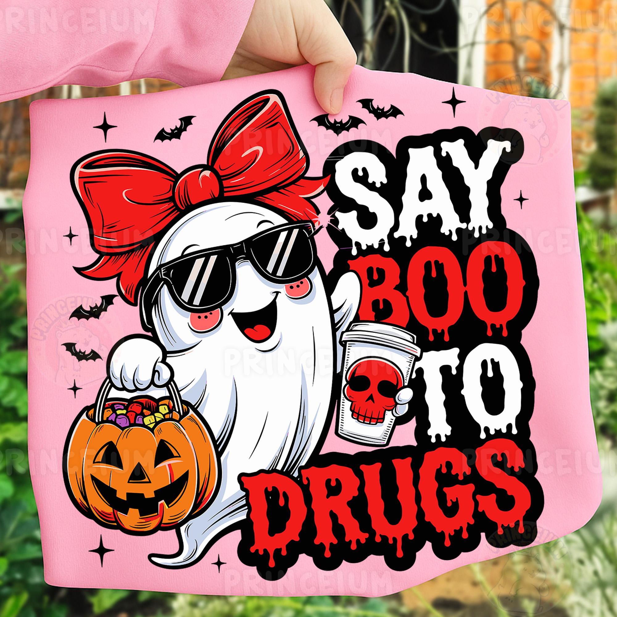 Say Boo to Drugs PNG Red Ribbon Week Sublimation Design Spooky ...