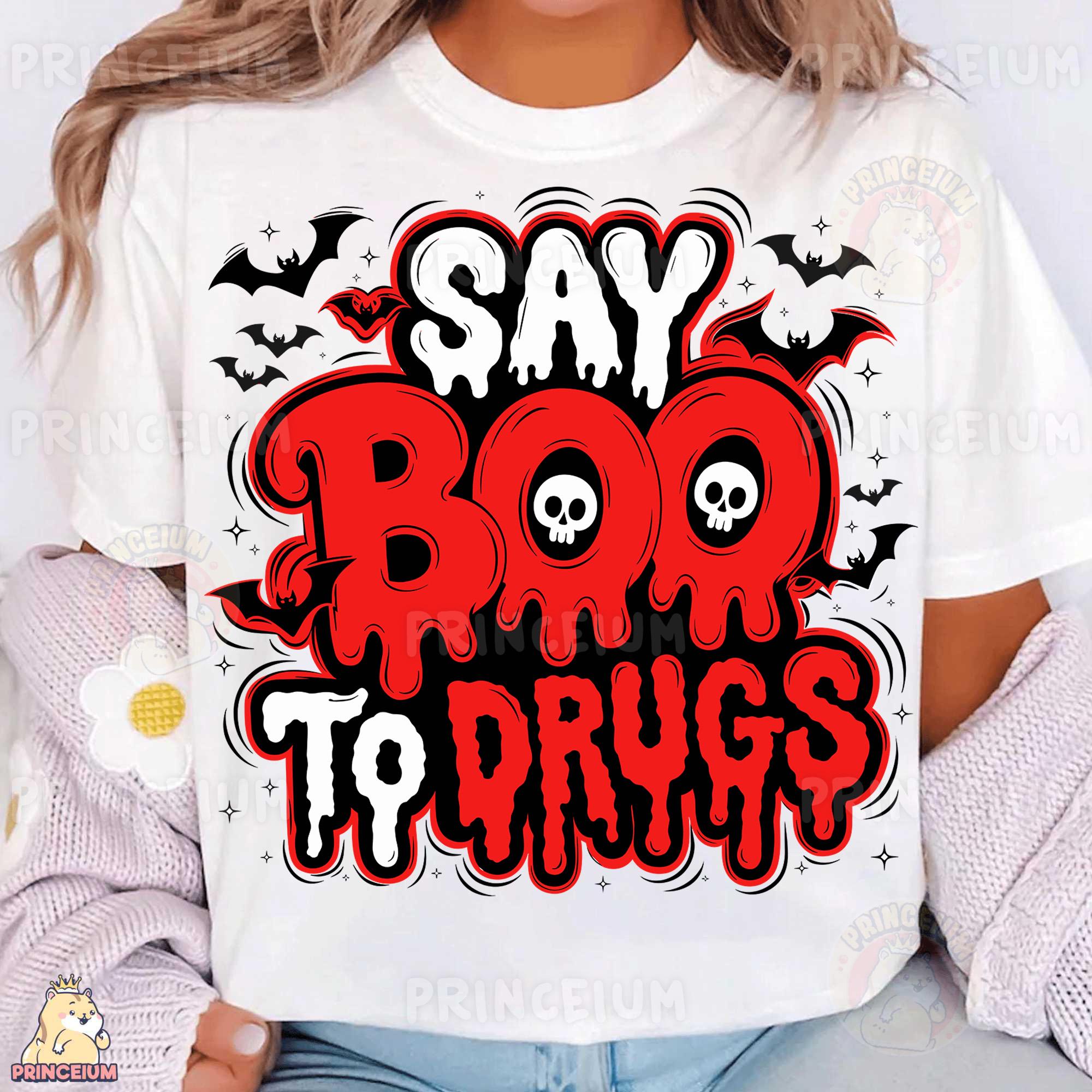 Say Boo to Drugs PNG Red Ribbon Week Sublimation Design Spooky ...