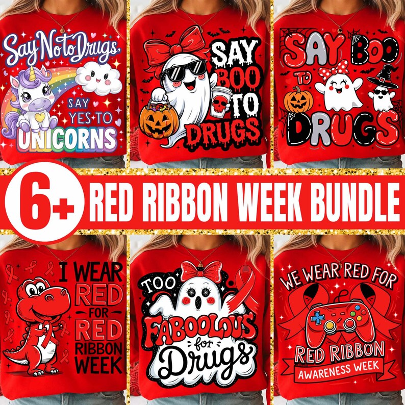 6+ Red Ribbon Week PNG Bundle Anti Drug Awareness Sublimation Designs ...