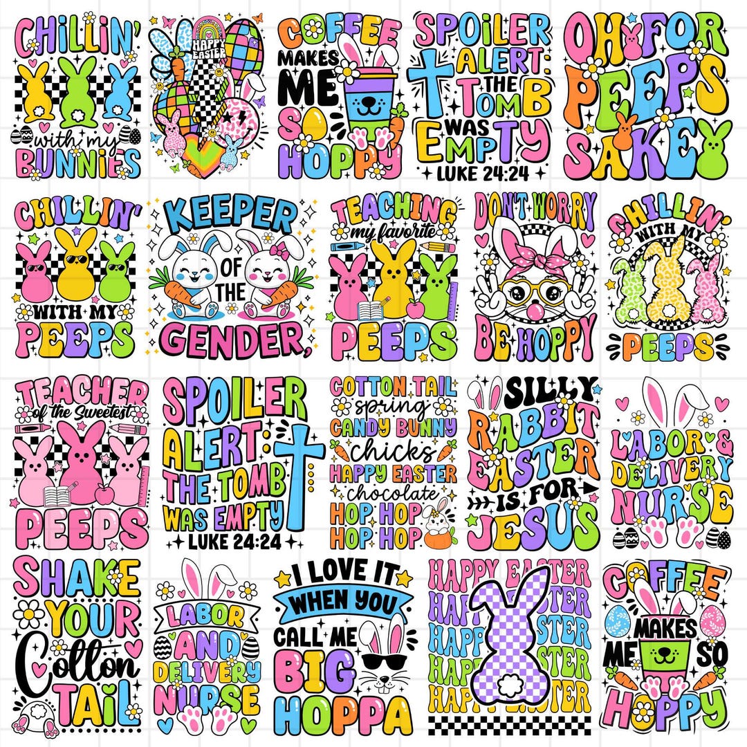 30+ Happy Easter Bundle, Teaching Peeps Png, Retro Easter Bundle Png ...