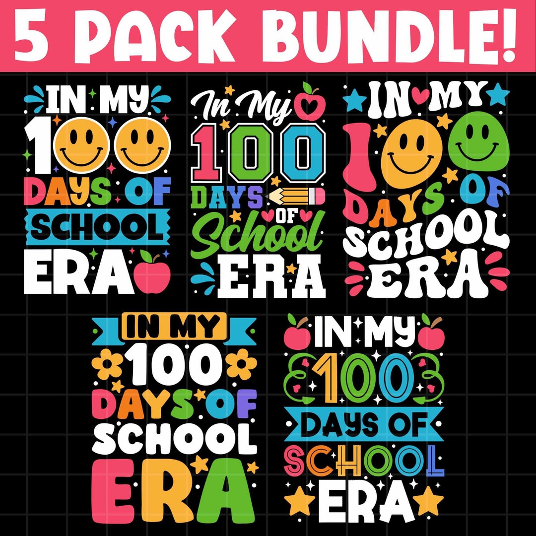 100 Days of School Bundle Svg, in My 100 Days of School Svg, 100 Days ...