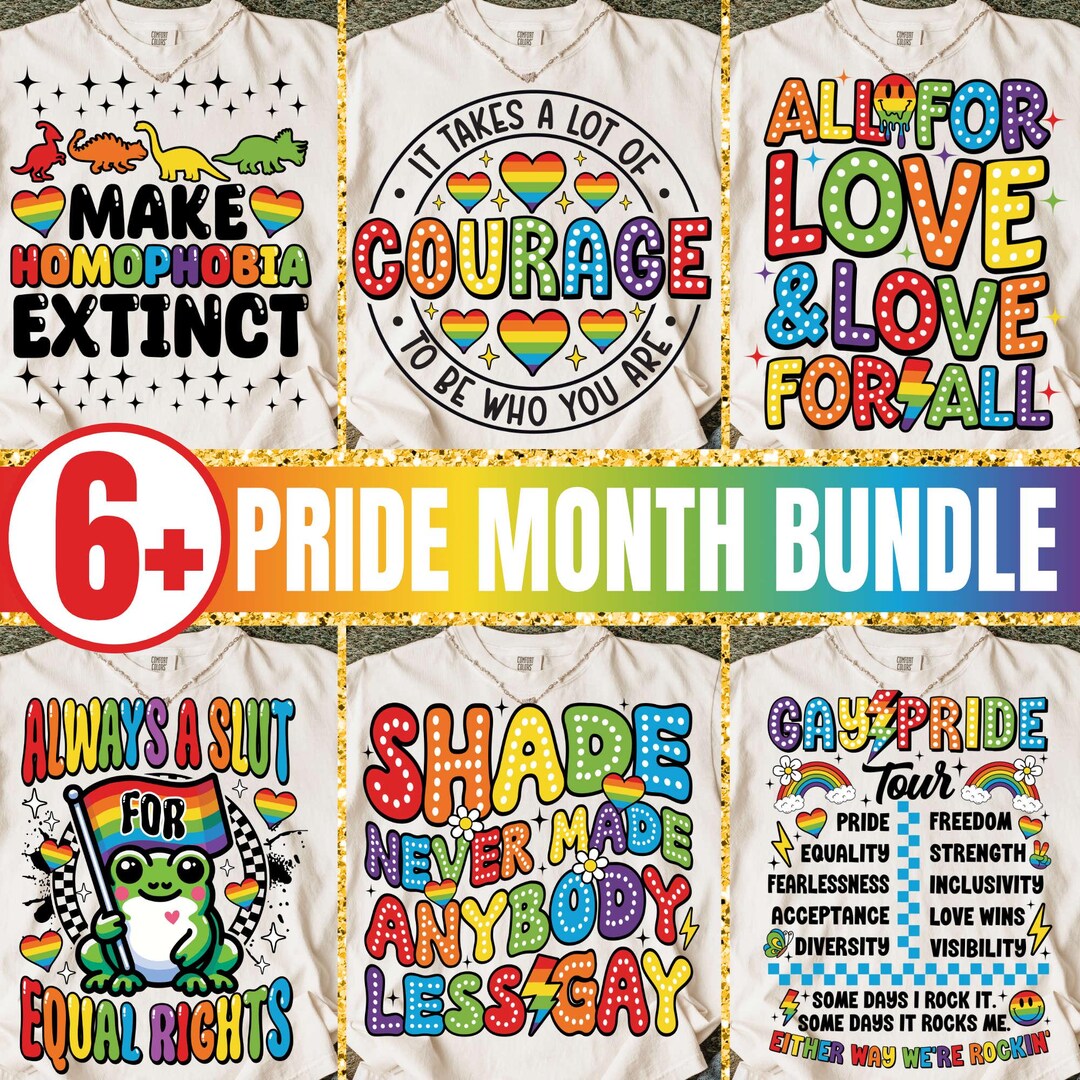 Pride Month Bundle Download LGBTQ Sublimation Designs Funny Rainbow PNG ...