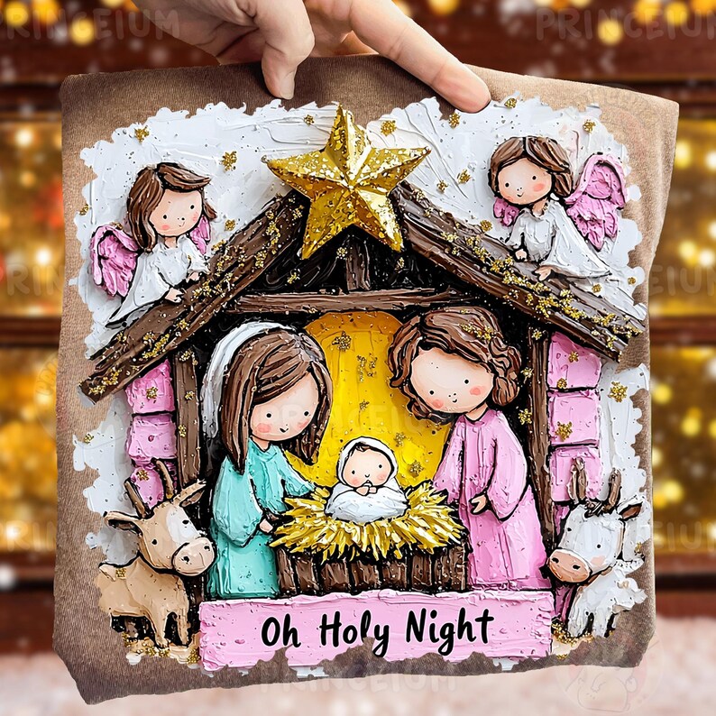 Oh Holy Night PNG Nativity Scene Sublimation Pastel Holy Family ...