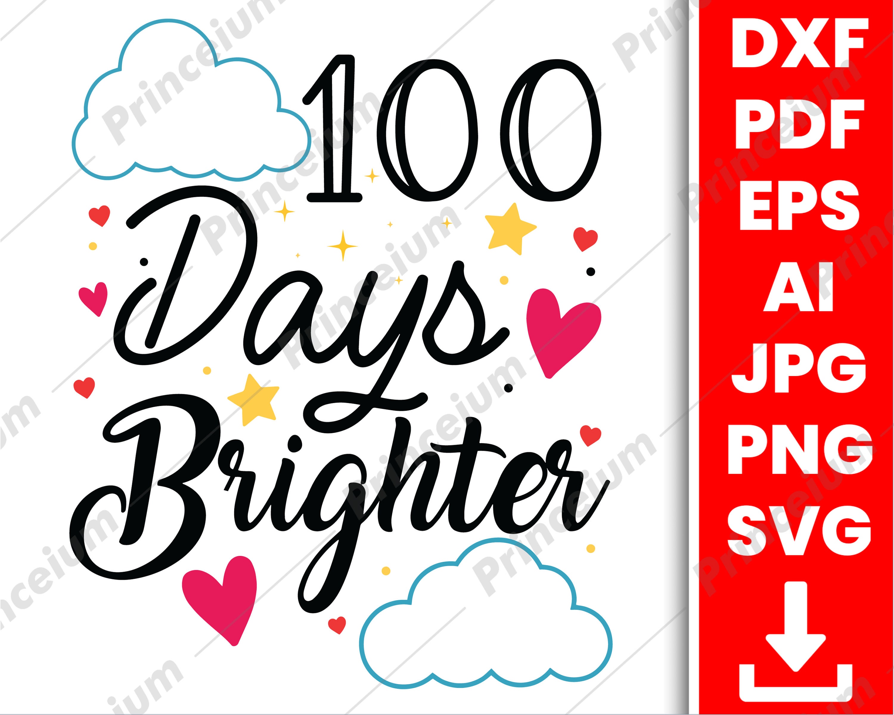 100 Days Brighter SVG & PNG 100 Days of School 100 Days - Etsy