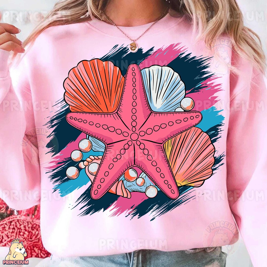 Starfish Seashell Sublimation Design, Beach Digital File, Ocean T-shirt ...