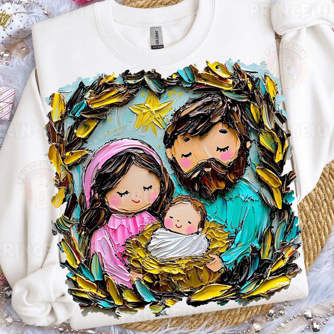 Nativity Scene PNG Holy Family Pastel Art Mary Joseph Baby Jesus ...