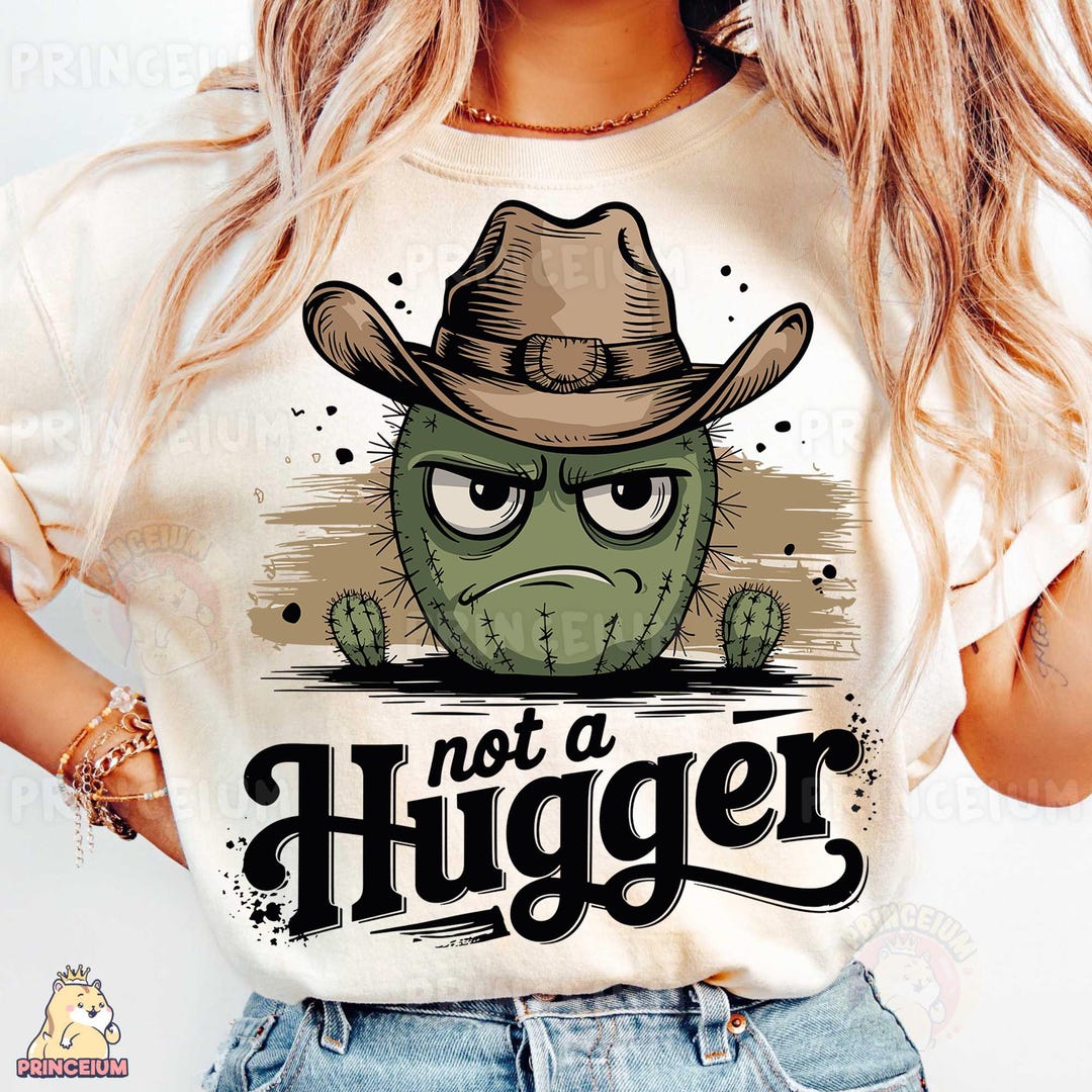 Not a Hugger Sublimation, Funny Cactus PNG, Cowboy Western Digital File, Grumpy Cactus Clipart ...