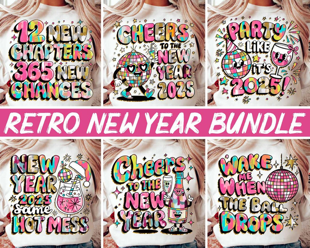 Happy New Year Bundle Png, New Year Tour 2025 Png, 12 New Chapters Png ...