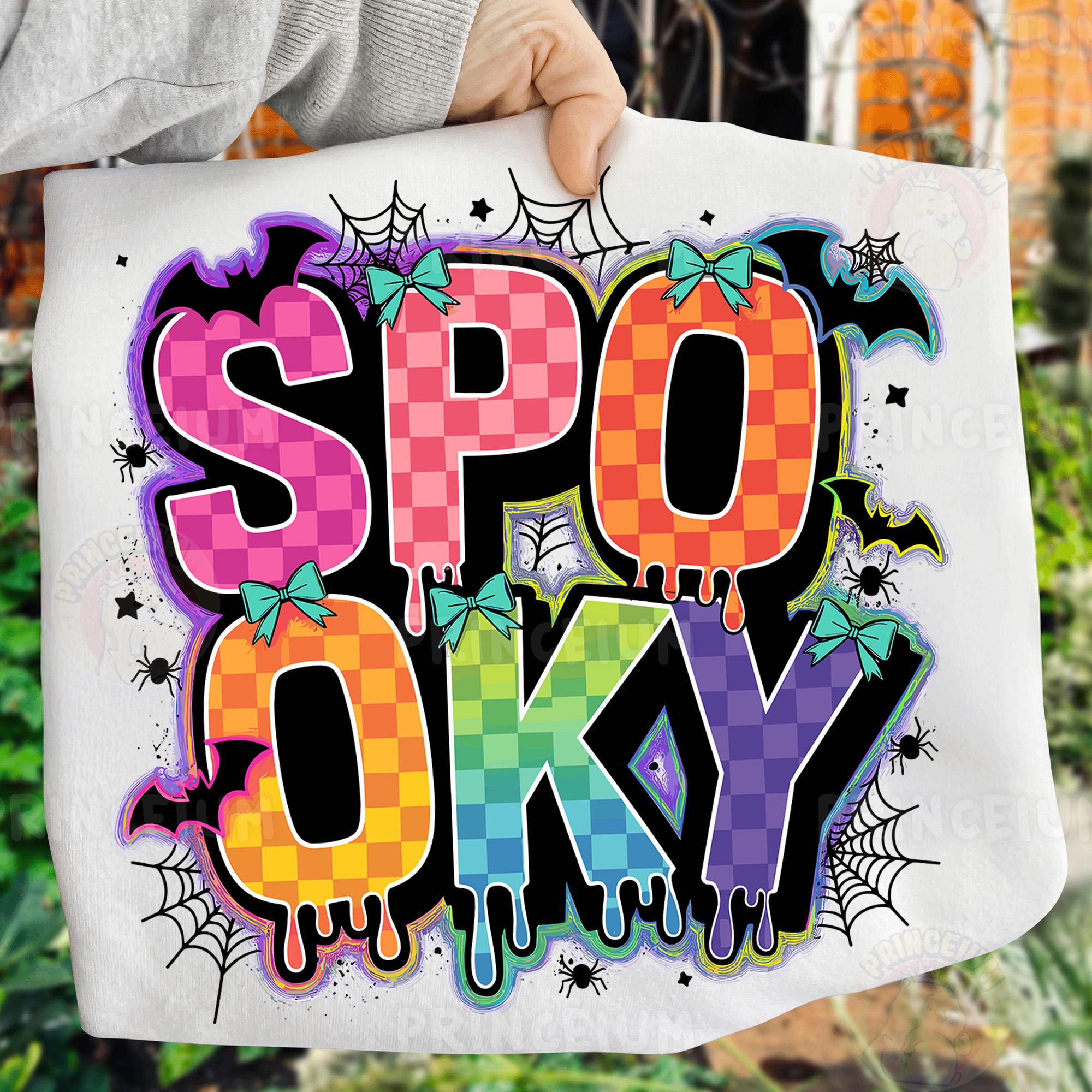 Rainbow Spooky PNG Colorful Halloween Sublimation Design Cute Plaid ...