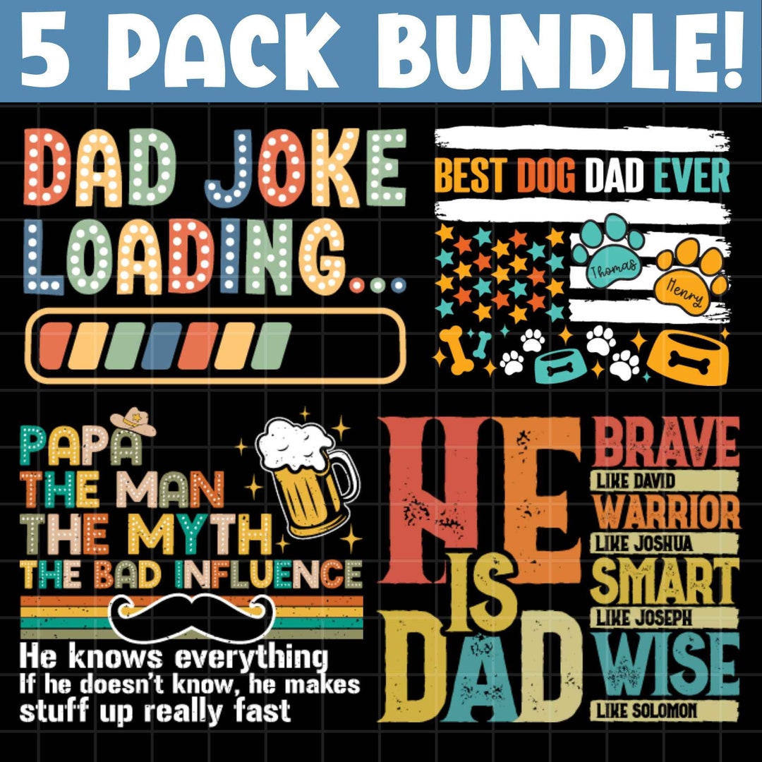 5 Fathers Day Bundle, Happy Fathers Day Bundle, Funny Dad Png, Best Dad ...