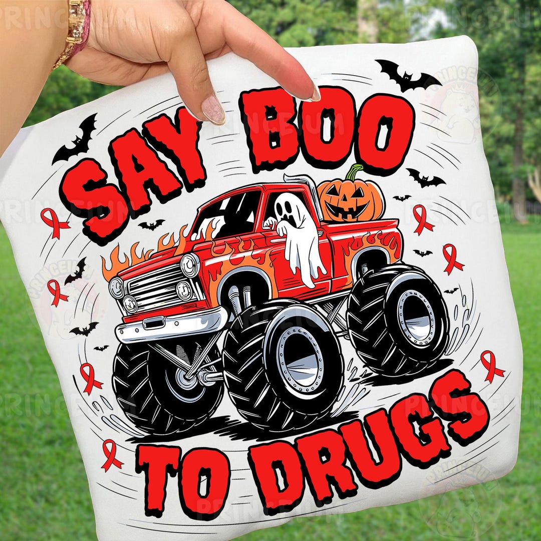 Say Boo to Drugs PNG Monster Truck Ghost Halloween Red Ribbon Week ...