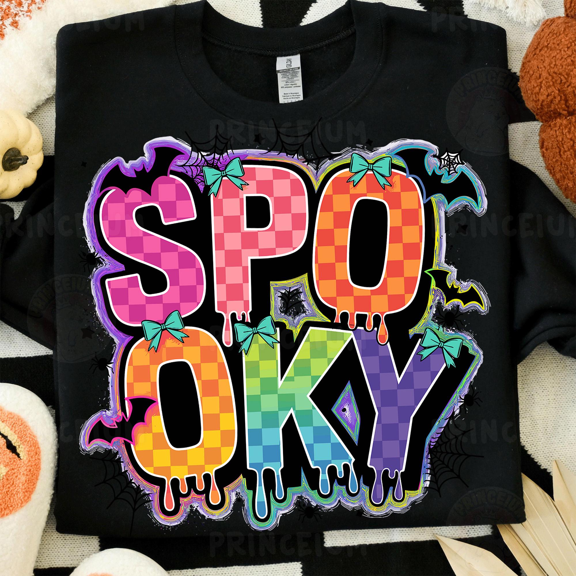 Rainbow Spooky PNG Colorful Halloween Sublimation Design Cute Plaid ...