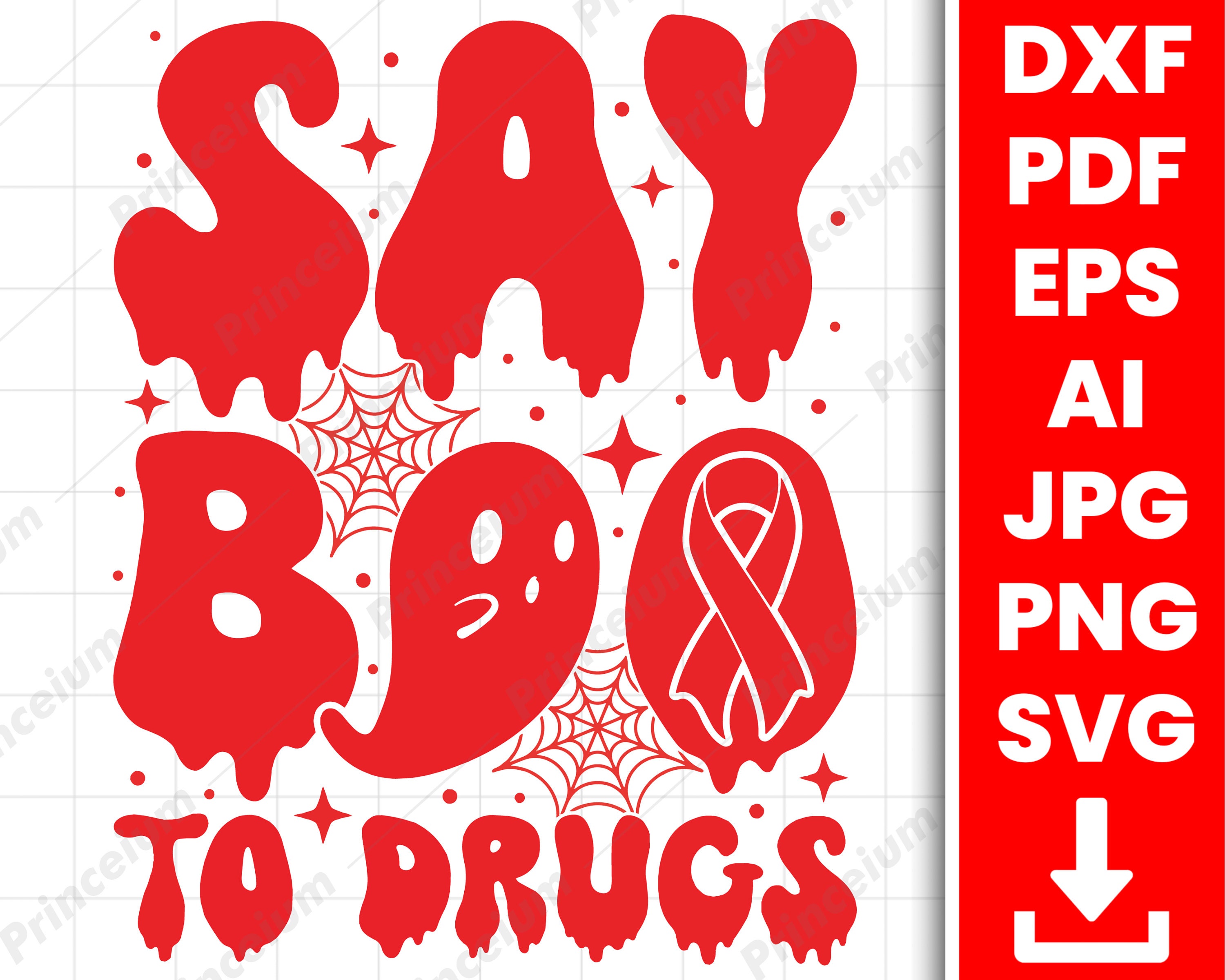 Say Boo to Drugs Week Rainbow SVG, Red Ribbon Week Awareness SVG, and ...