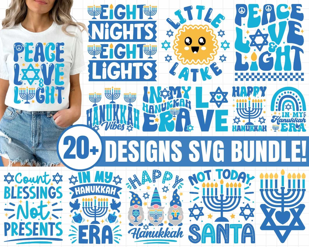 Hanukkah Svg Bundle, Peace Love and Light Svg, Happy Hanukkah, Jewish ...