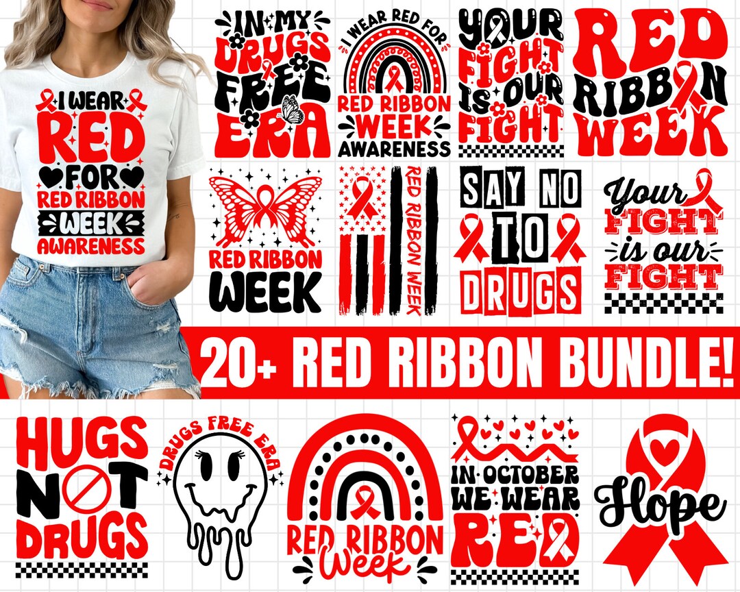 Red Ribbon Week SVG Bundle 20 Designs, Say No to Drugs, Drug-free, Anti ...