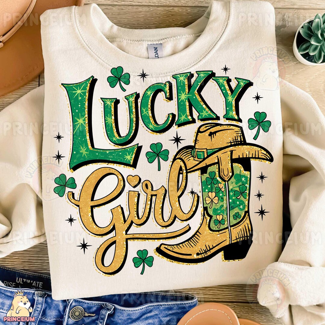 Lucky Girl Cowgirl Png, Western Irish Png, Lucky St Patrick Day Png ...