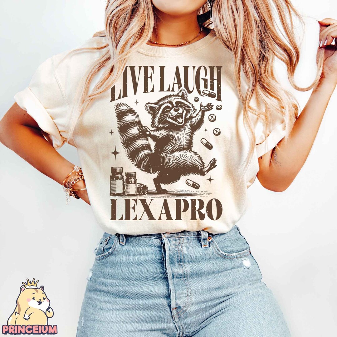Live Laugh Lexapro Png, Funny Raccoon Png, Adult Png, Retro Vintage ...