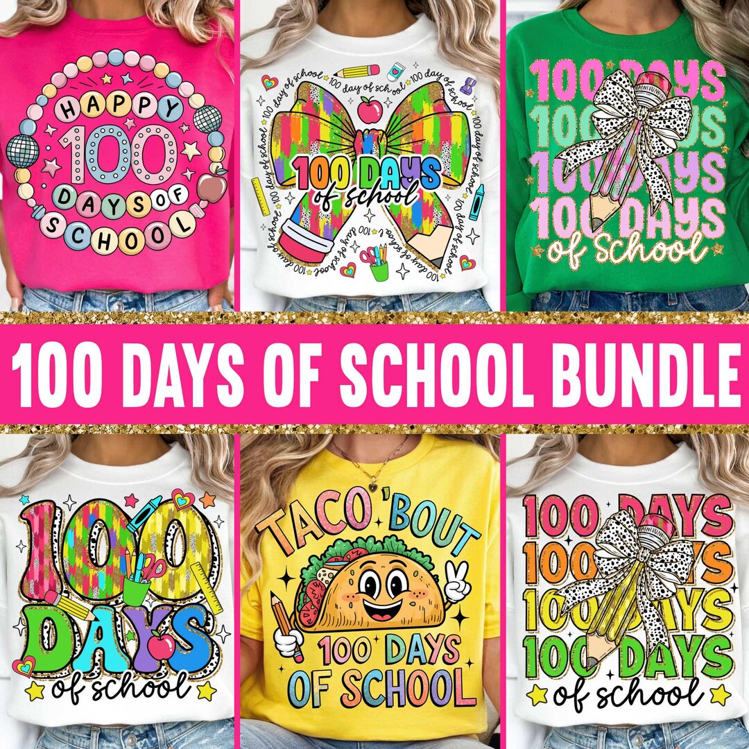 100 Days of School Bundle Png, 100 Days of School Coquette Png, Taco ...