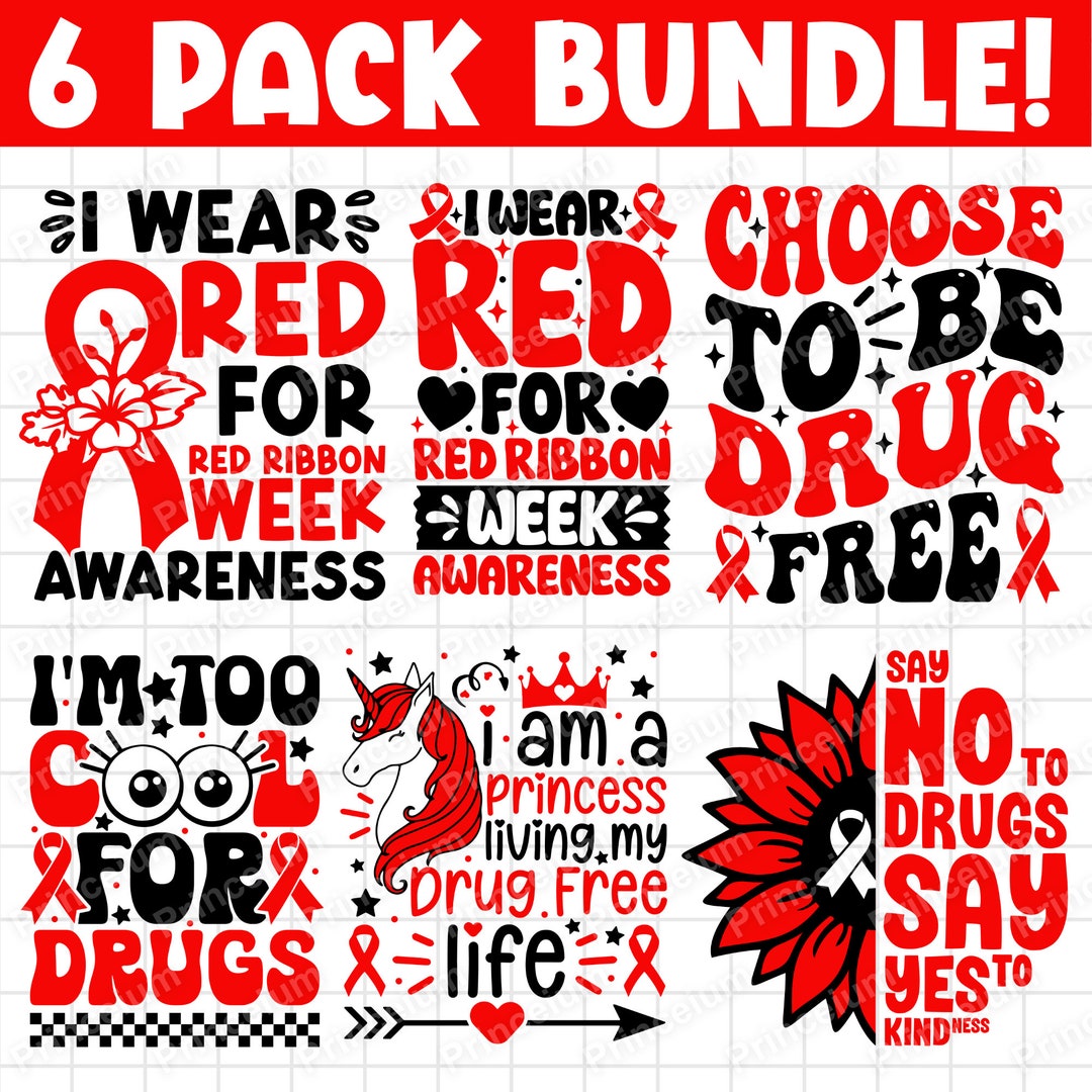 Red Ribbon Week Bundle, I Wear Red for Red Ribbon Week Red Bundle, Drug ...