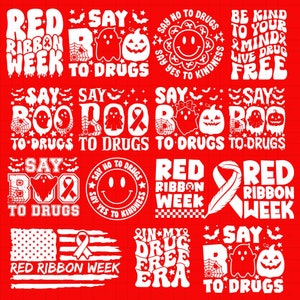 Red Ribbon Week SVG Bundle 80+ Designs, Say No to Drugs, Drug-free ...