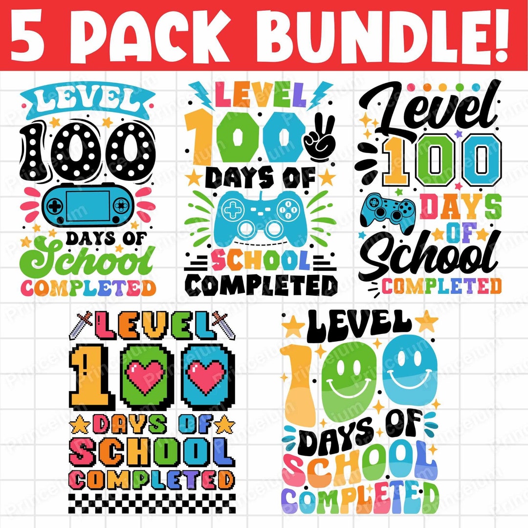 Level 100 Days School Completed Bundle Happy 100 Day of - Etsy