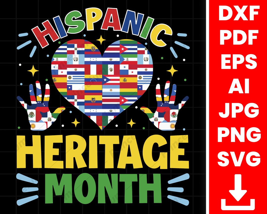 National Hispanic Heritage Month Heart, Flag, Latino PNG, National ...