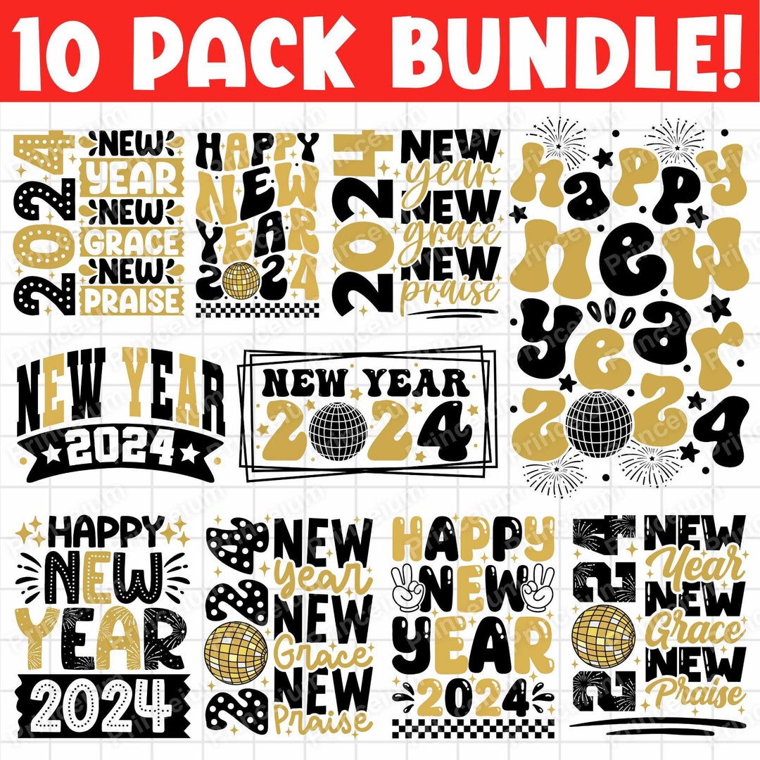 Happy New 2024 Bundle Svg, New Year Svg, 2024 Svg, New Year Crew, New ...