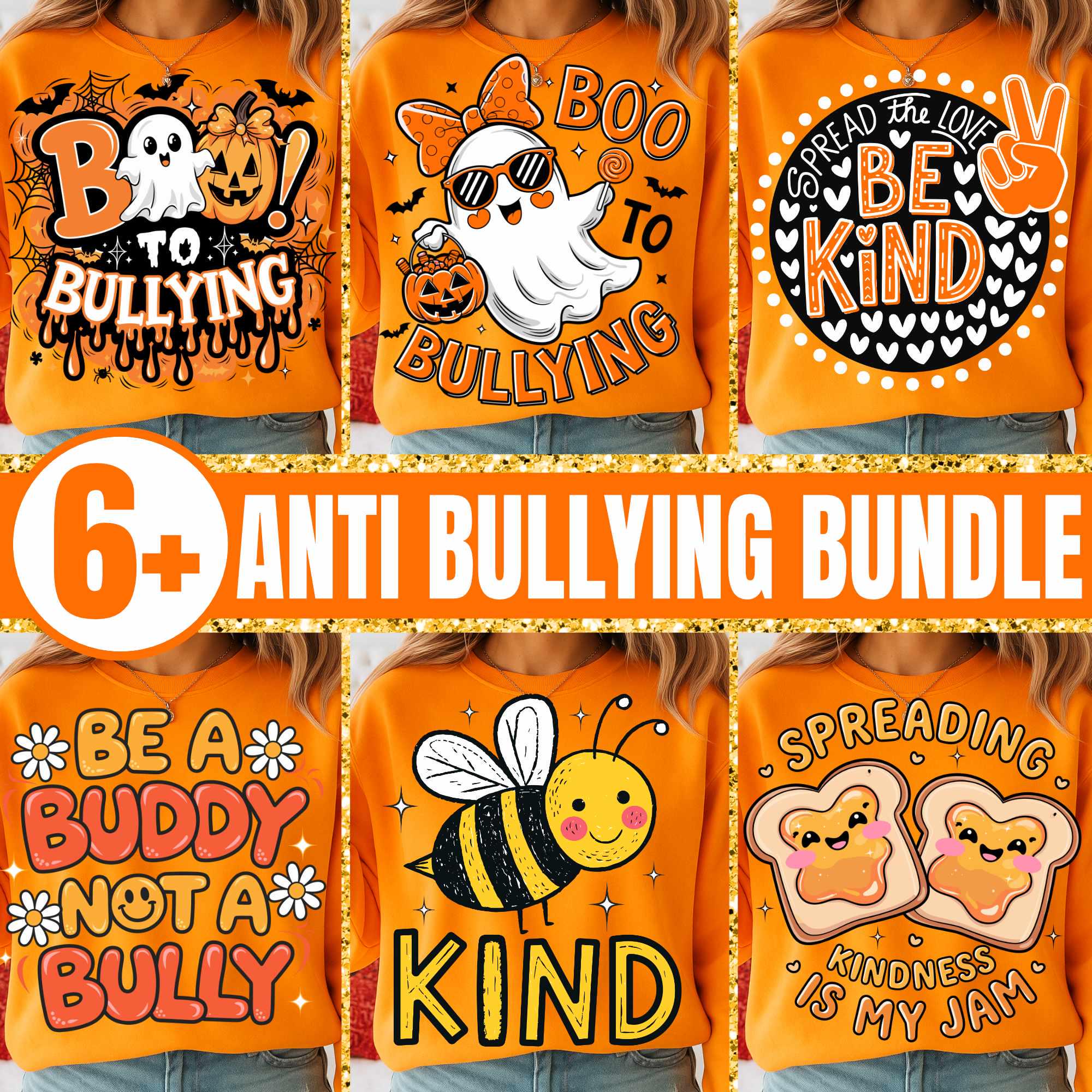 6+ Anti Bullying PNG Bundle Unity Day Orange Sublimation Designs Boo to ...