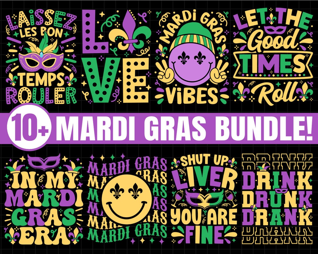 Mardi Gras Bundle SVG PNG, Mardi Gras Beads Svg, Fat Tuesday Svg, Mardi ...
