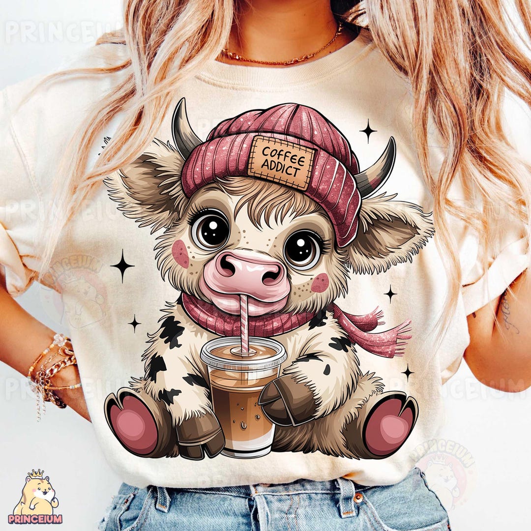 Coffee Addict Cow PNG, Cute Cow Sublimation, Coffee Lover Shirt Design ...
