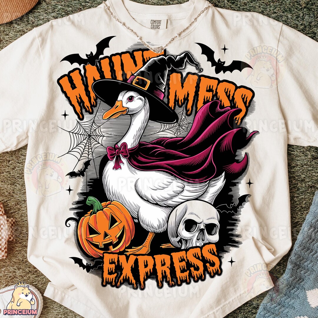 Haunt Mess Express Goose PNG, Halloween Goose Sublimation, Witch Goose ...