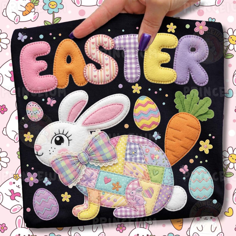 10+ Easter Faux Patchwork PNG Bundle, Quilted Bunny Easter Designs ...