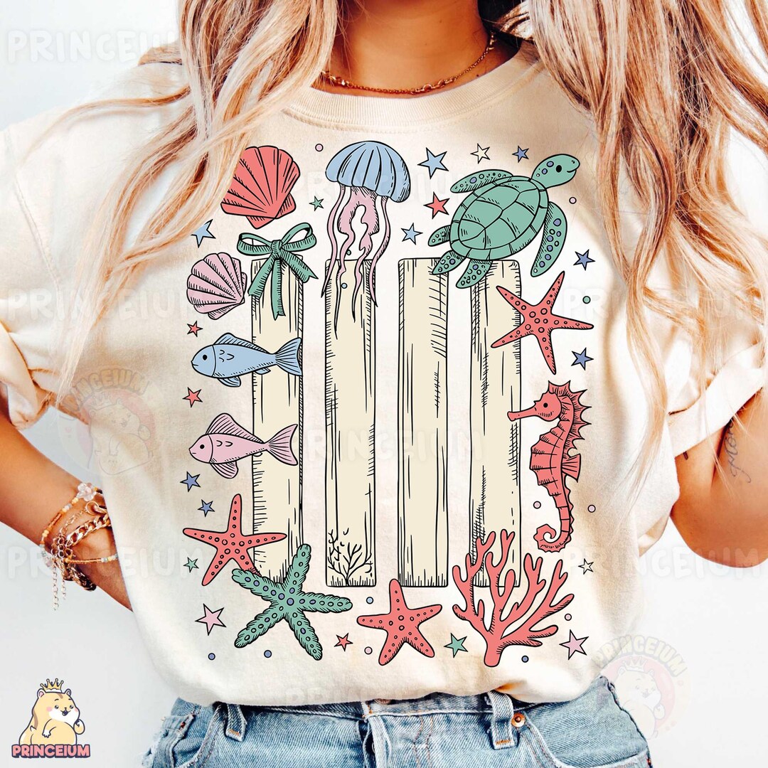 Pastel Sea Life Sublimation Design, Ocean Animal PNG, Cute Beach ...