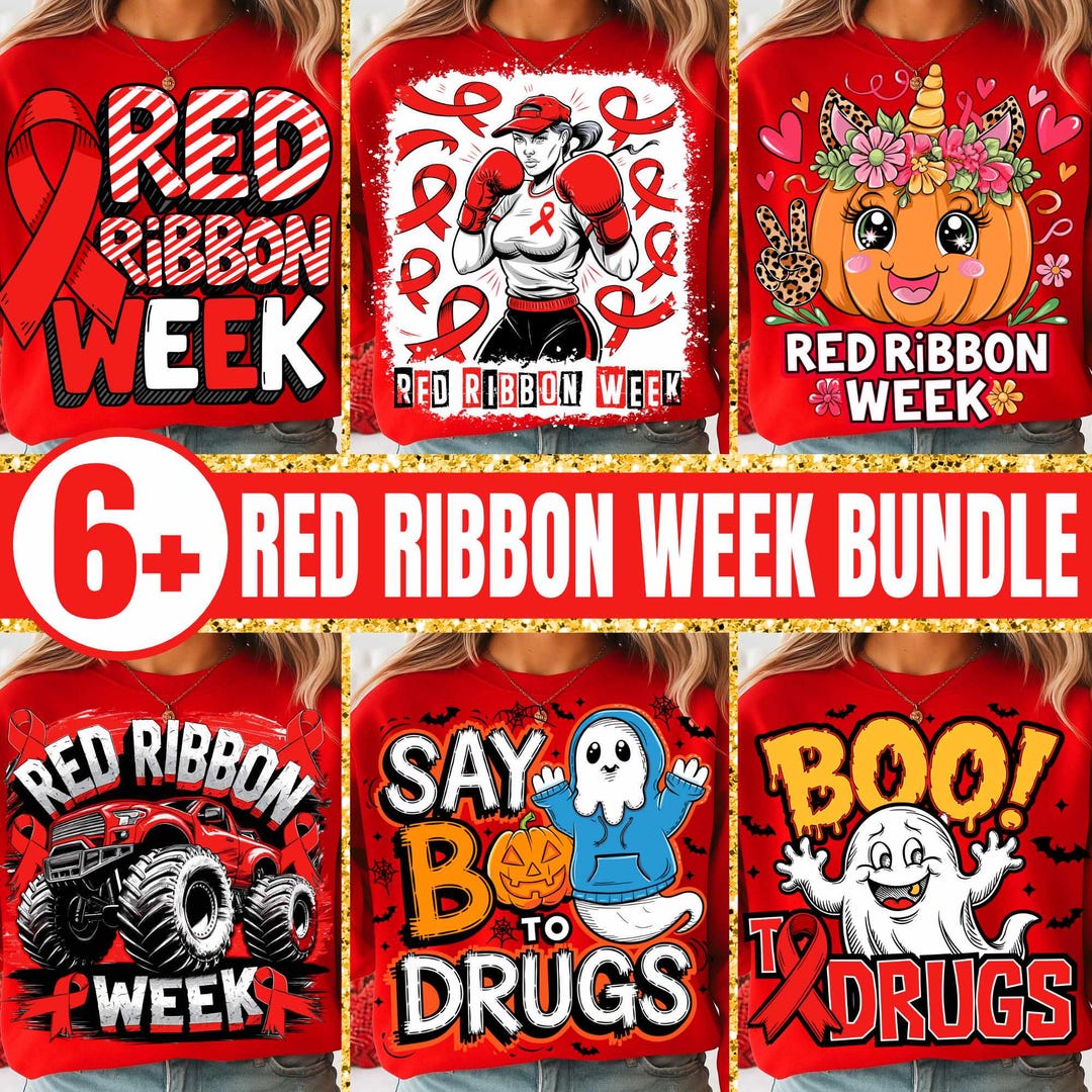 6+ Red Ribbon Week PNG Bundle Anti Drug Awareness Sublimation Designs ...