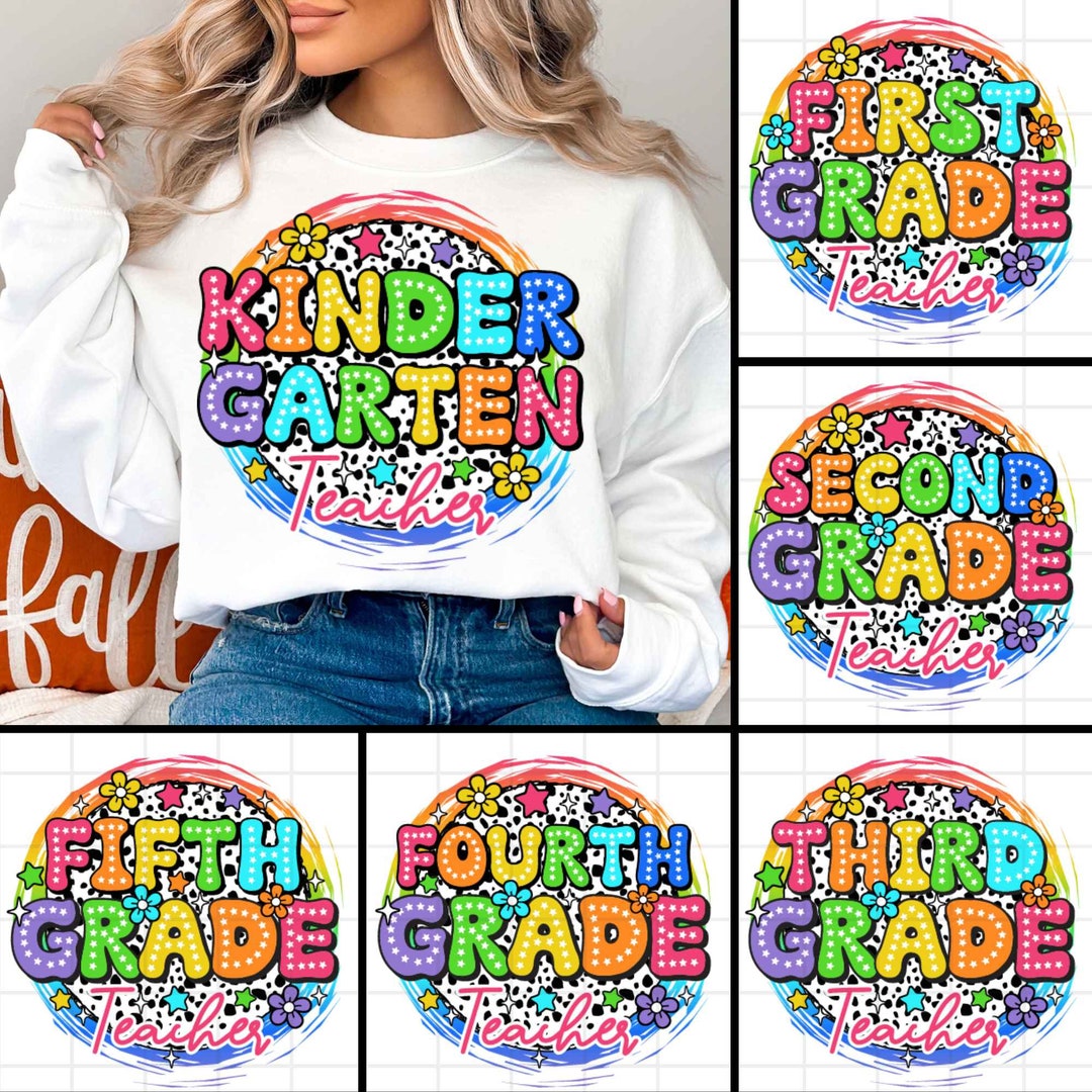 Retro Back to School Bundle Png, Teacher Png, Bright Dalmatian Dots ...