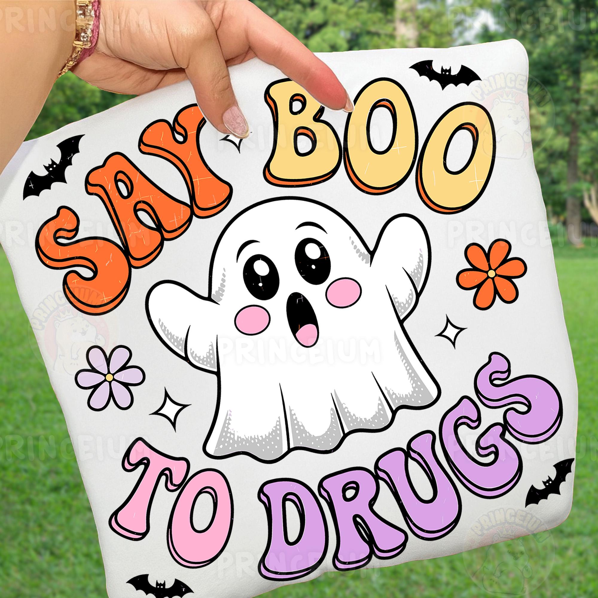 Say Boo to Drugs PNG Cute Pastel Ghost Red Ribbon Week Sublimation ...