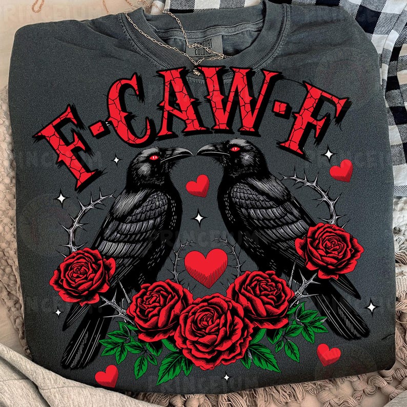 F-caw F-raven PNG Gothic Valentine Birds Art Crow Rose Heart Design ...