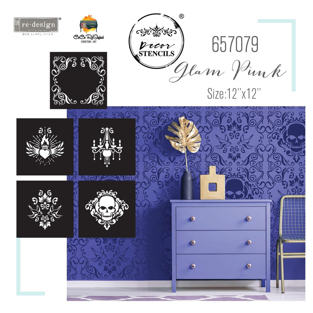 Glam Punk Decor Stencil | Cece Mix & Style Selection | Winter22 | 5 Pc ...