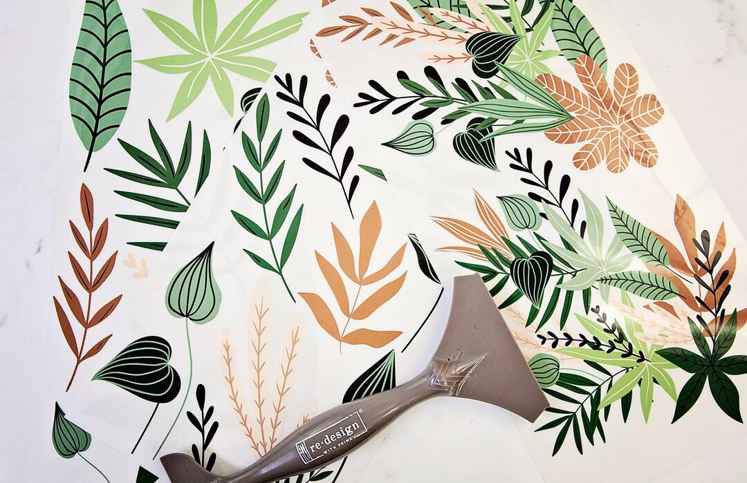 Greenery House Mini Transfer | Abstract Leaves | 6"x12"-3 Sheets ...